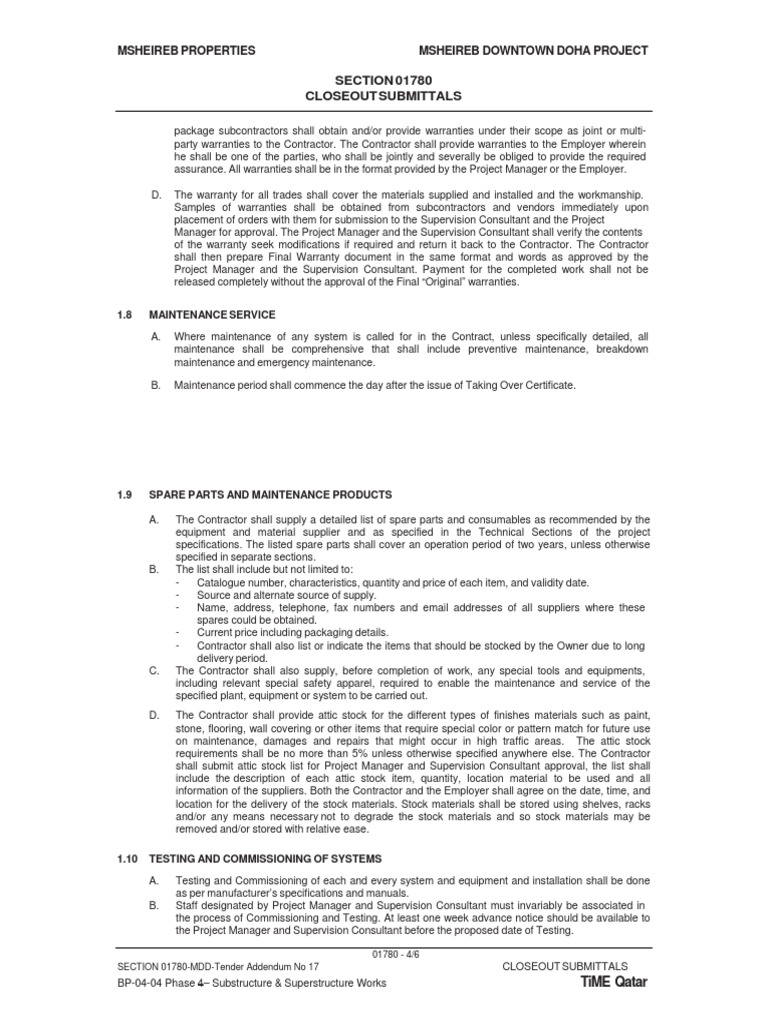 00 Division 01 (Final) PDF | PDF | General Contractor | Specification ...