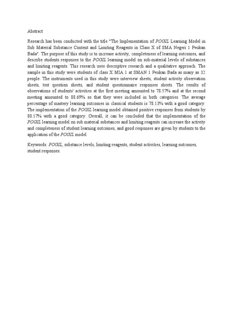 POGIL Model Impact on Student Learning | PDF