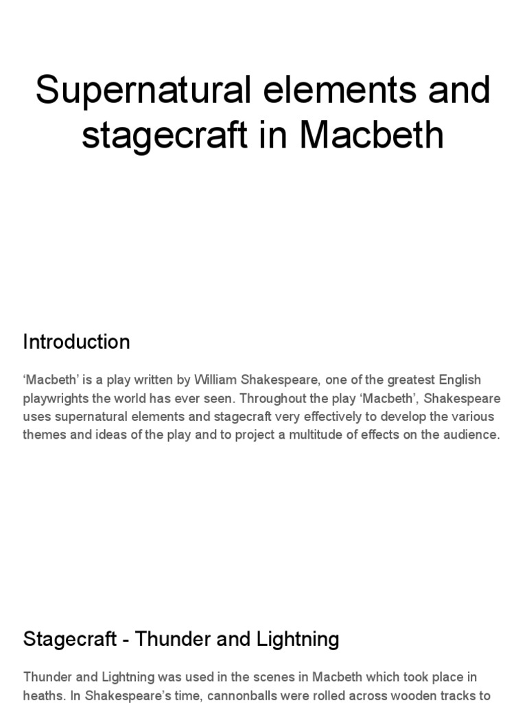 Supernatural Elements in Macbeth | PDF | Macbeth