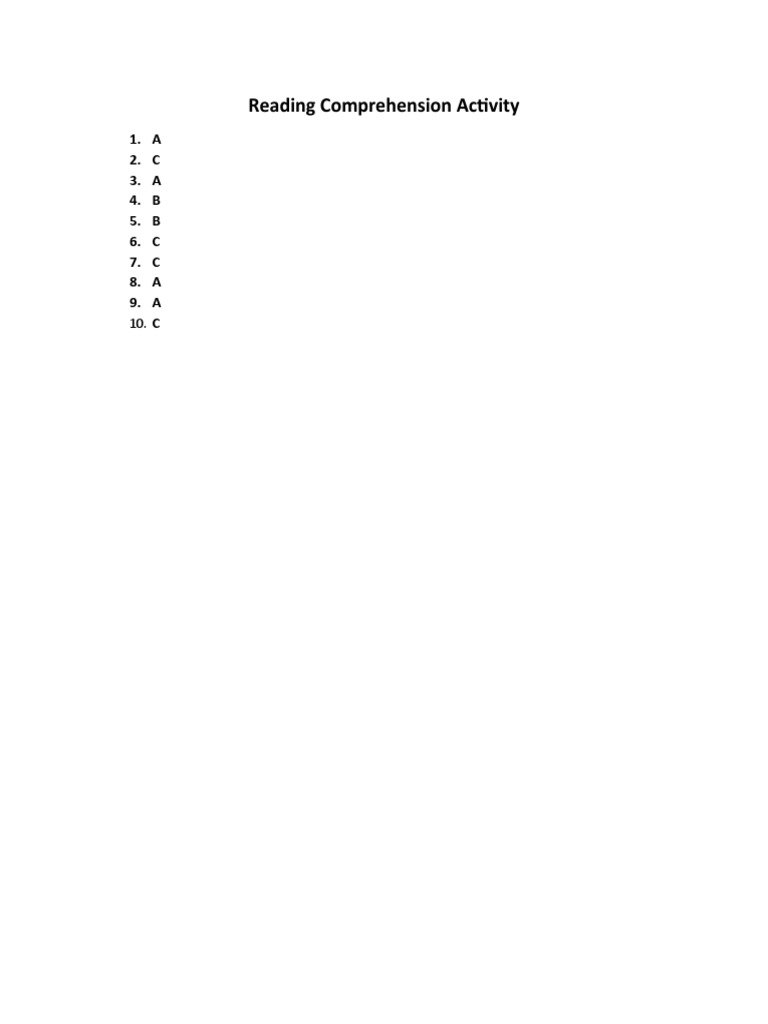 Reading Comprehension Activity | PDF