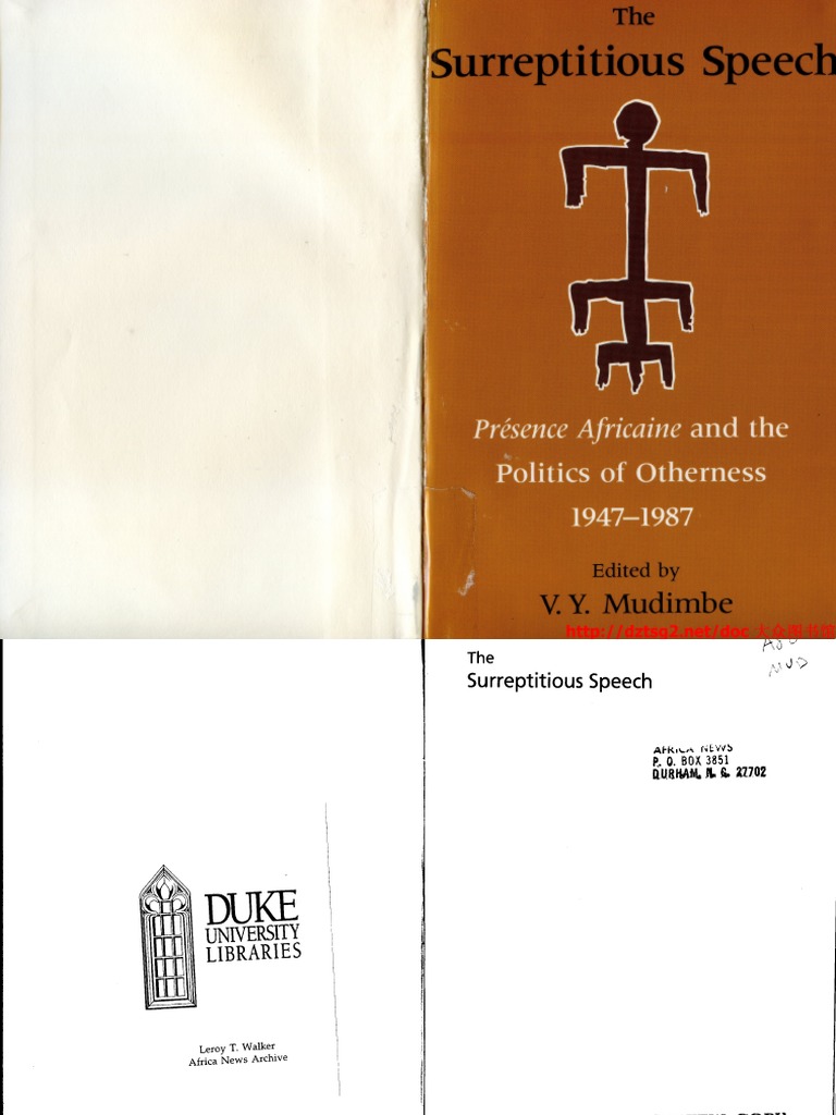 Mudimbe The Surreptitious Speech PDF | PDF