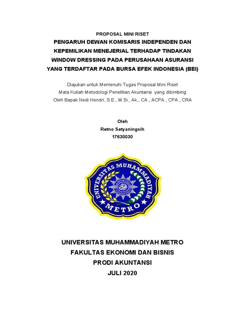 PROPOSAL MINI RISET RETNO (Pak Nedi) | PDF | Bisnis | Pengelolaan ...