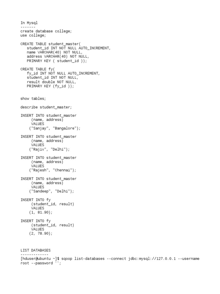 Sqoop Commands Latest Pdf Computer Data Sql