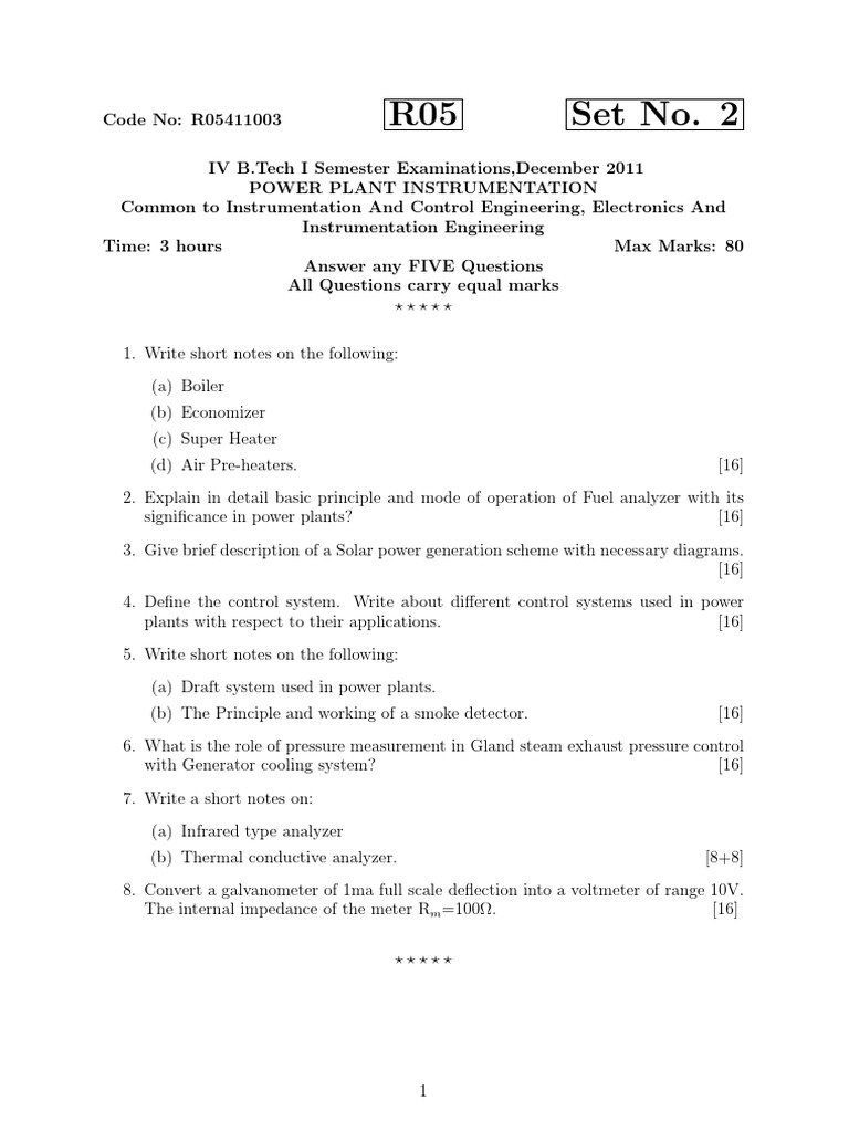 Power Plant Instrumentation Exam Guide | PDF | Power Station ...