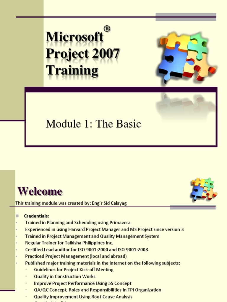 MS Project Training Ver 01 | Download Free PDF | Projects | Project ...