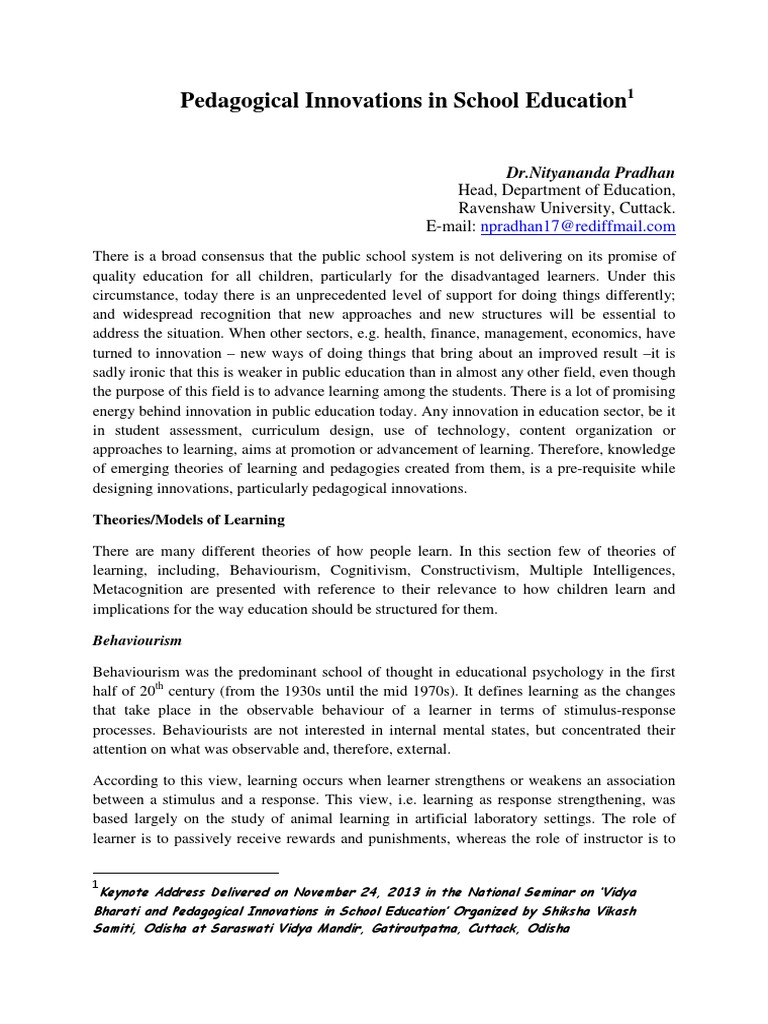 Pedagogical Innovations in School Educat PDF | PDF | Pedagogy ...