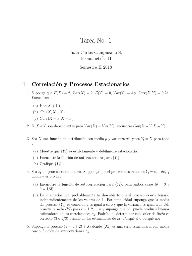 Problemas de Econometría III | PDF | Autocorrelación | Análisis estadístico