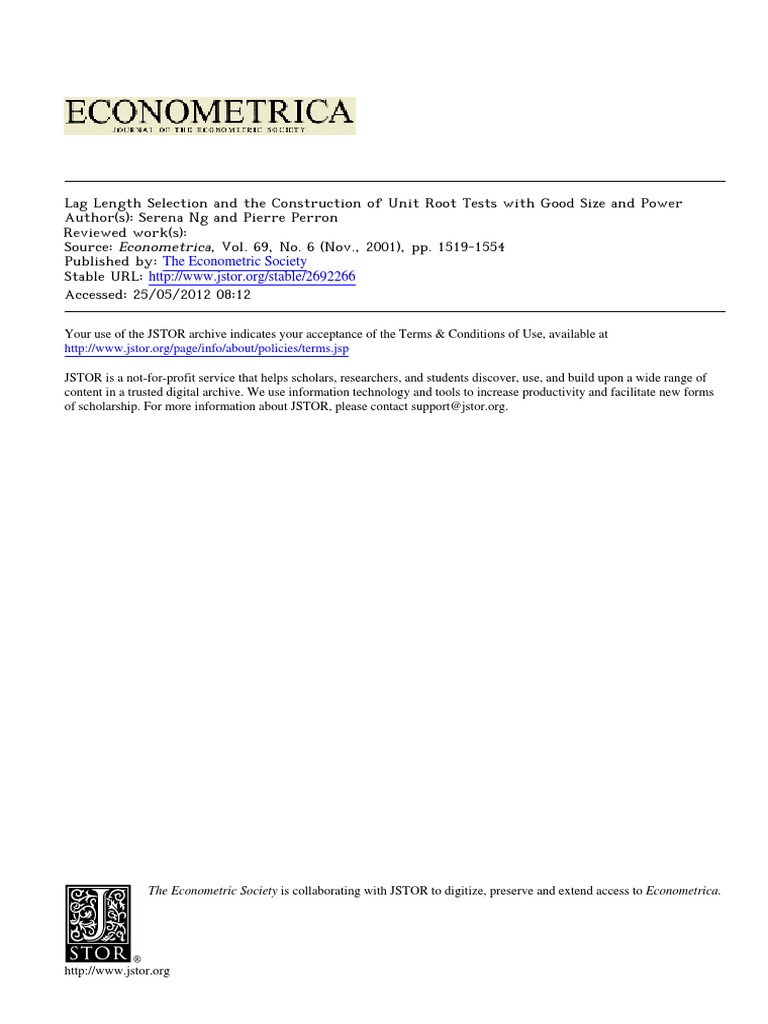 Paper Econometrica | PDF | Akaike Information Criterion ...