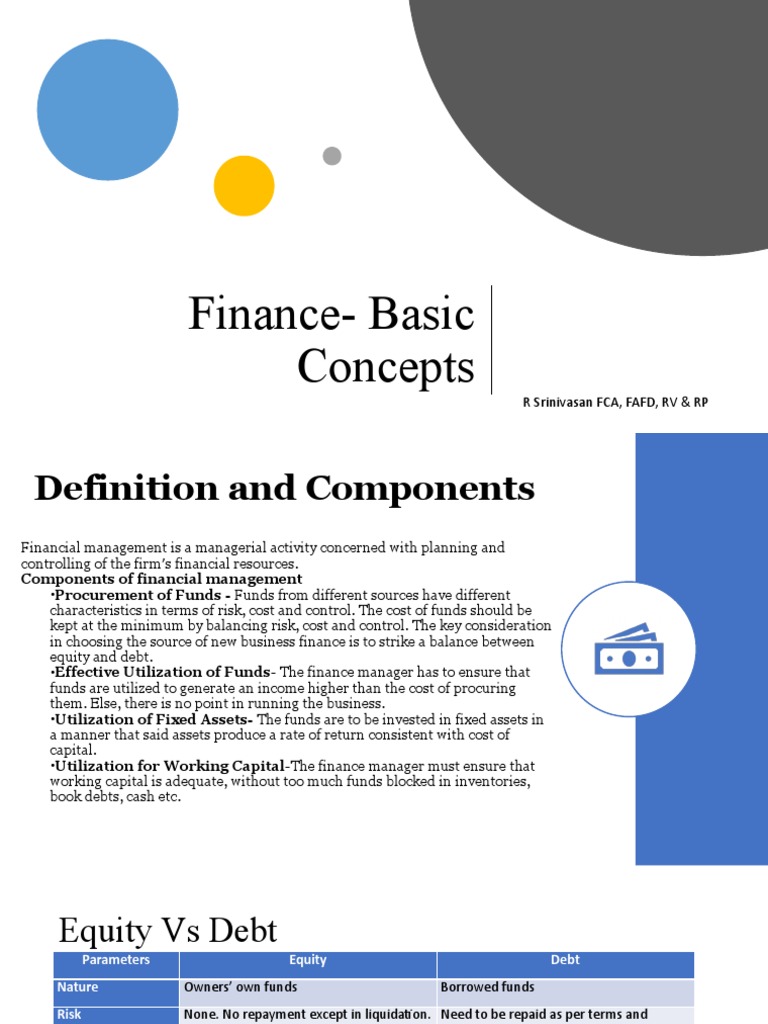 Finance-Basic Concepts: R Srinivasan FCA, FAFD, RV & RP | PDF | Beta ...