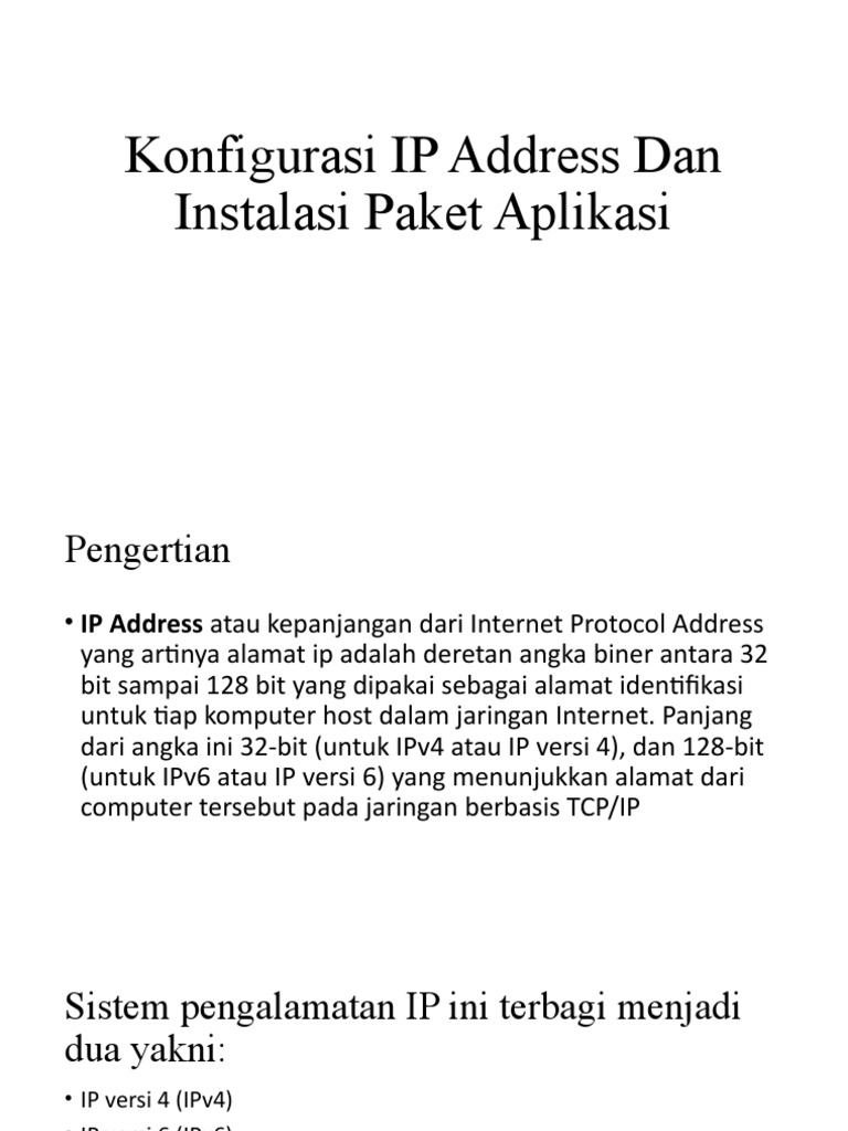 Konfigurasi IP Address Dan Instllasi Paket Aplikasi | PDF