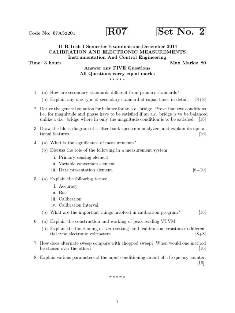 R07 Set No. 2 | PDF | Calibration | Electronic Filter