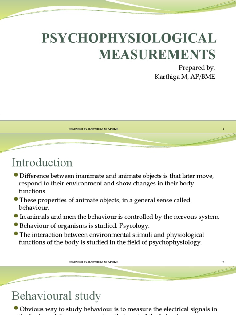 Psychophysiological Measurements: Prepared By, Karthiga M, AP/BME | PDF ...