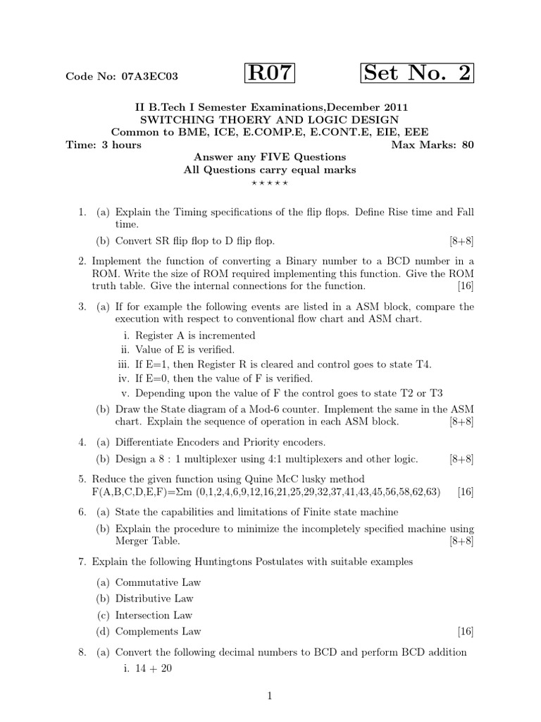 R07 Set No. 2 | PDF | Binary Coded Decimal | Function (Mathematics)