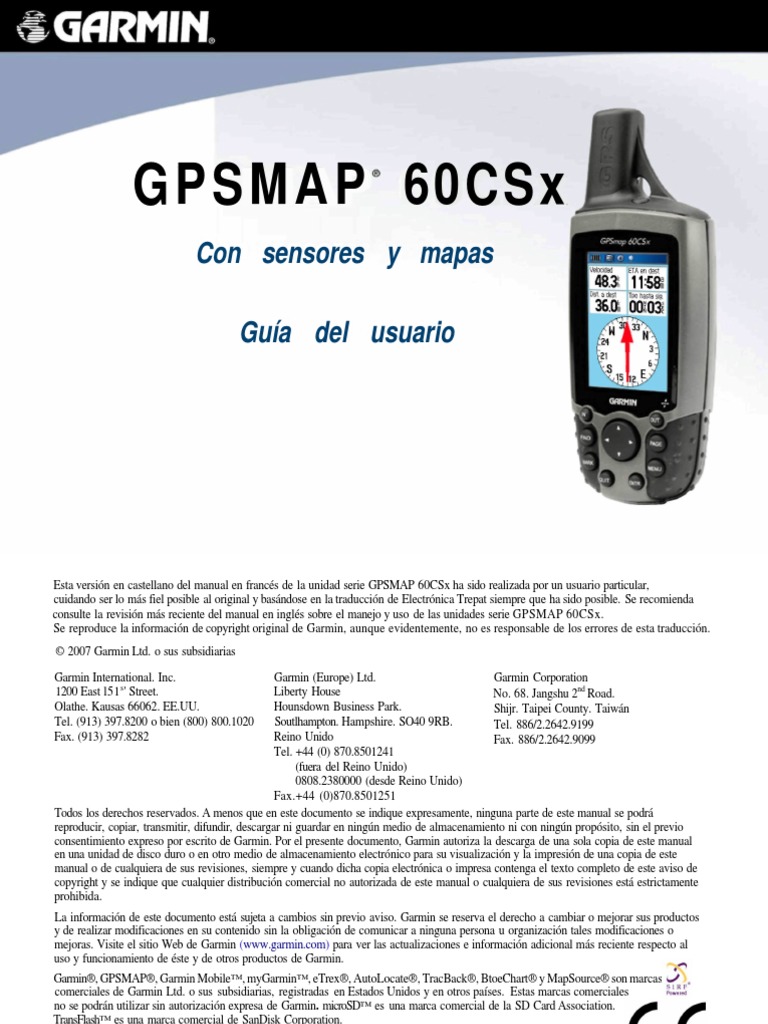 Manual GPSmap 60CSx PDF | PDF | Seguro digital | Sistema de ...