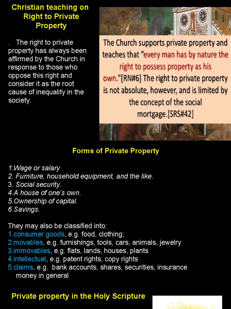 Christian Teaching On Right To Private Property | PDF | Property | Wealth