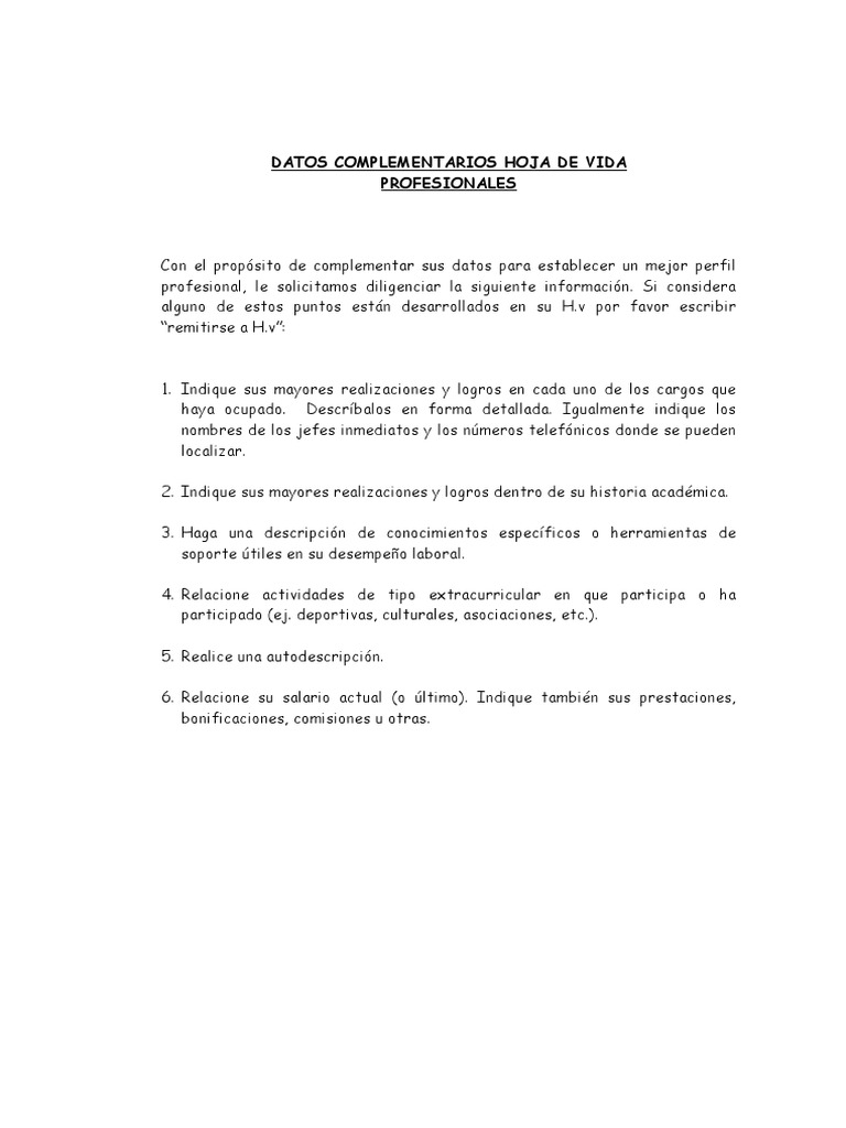 Datos Complementarios | PDF