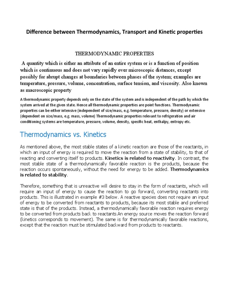 Thermodynamics vs. Kinetics Explained | PDF | Science & Mathematics ...