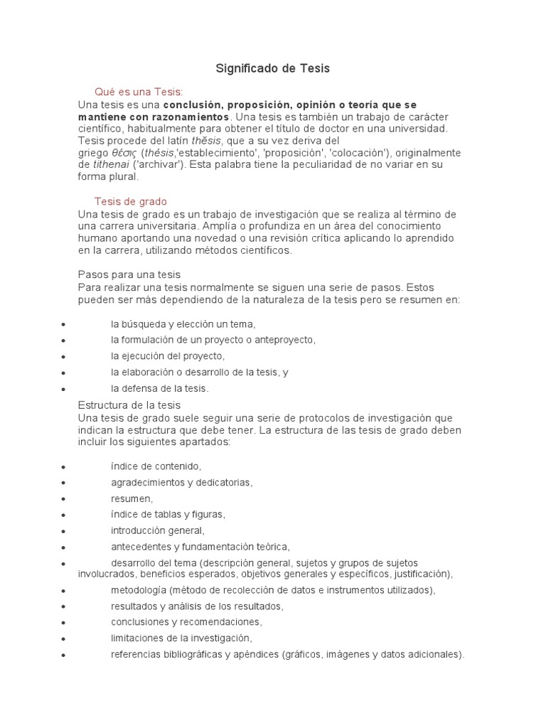 Significado de Tesis: Qué Es Una Tesis | PDF | Crecimiento personal y ...