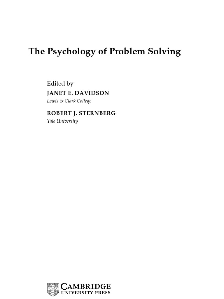 The Psychology of Problem Solving | PDF | Expert | Creativity