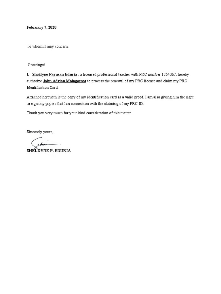 Authorization Letter Pdf Pdf