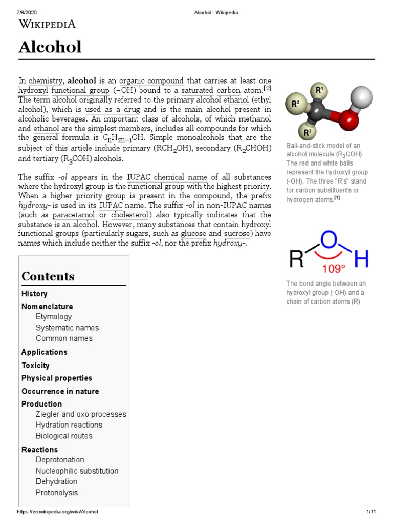 Alcohol: Hydroxy-Is Used in Its IUPAC Name. The Suffix - Ol in non ...