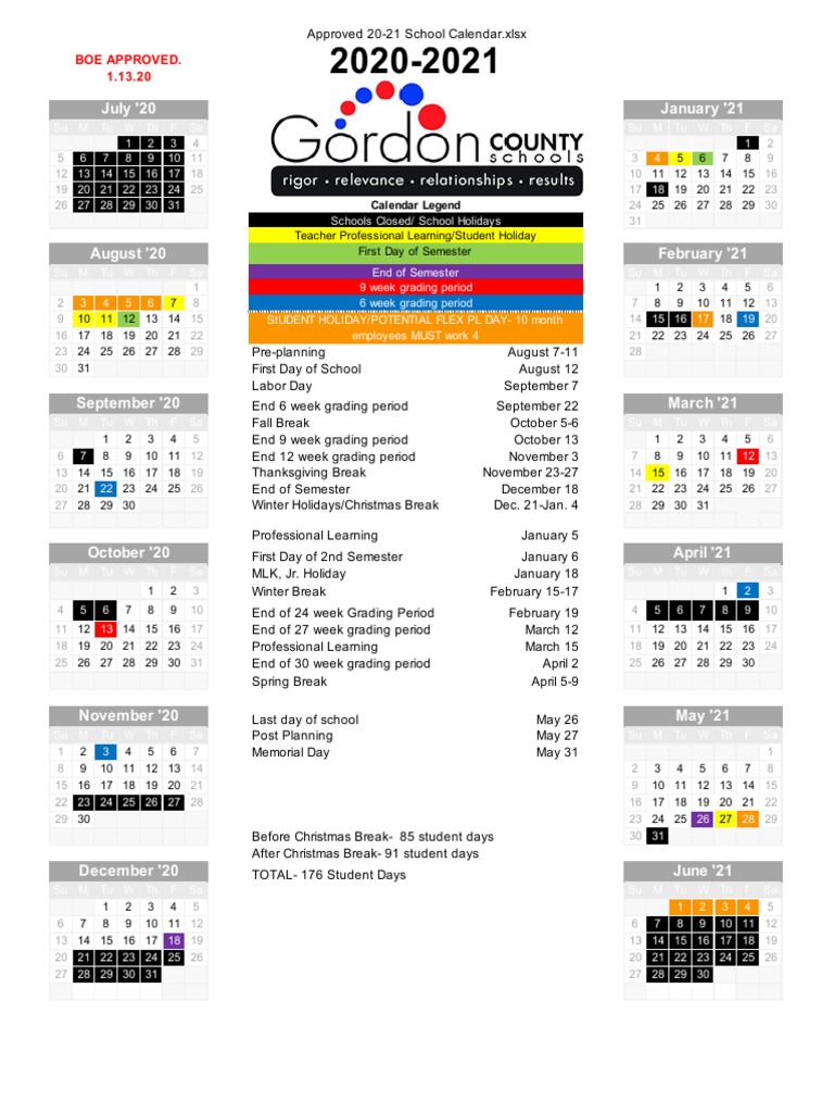 Approved 20-21 School Calendar | PDF | Academic Term | Seasons