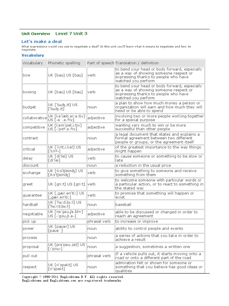Unit Overview - Level 7 Unit 3 | PDF | Verb | Noun