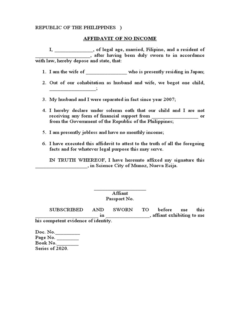 Affidavit of No Income-1 | PDF
