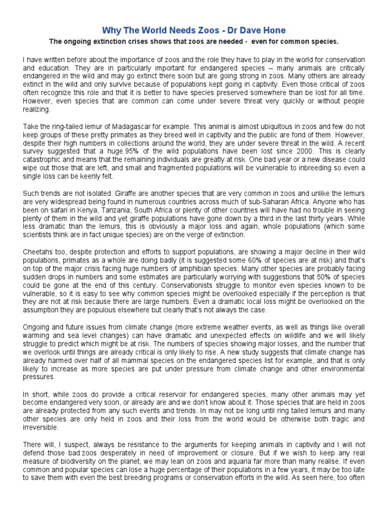 Zoos Good or Bad | PDF | Zoo | Endangered Species