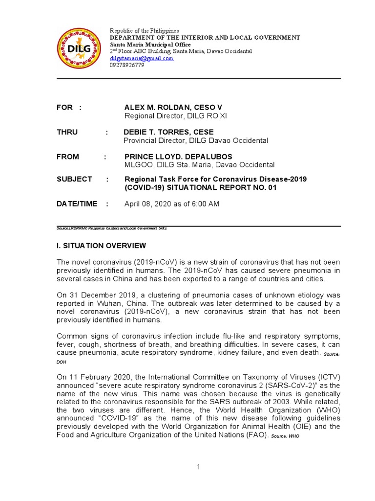 COVID-19 Sitrep As of April 8, 2020 | PDF | Public Health | Epidemiology