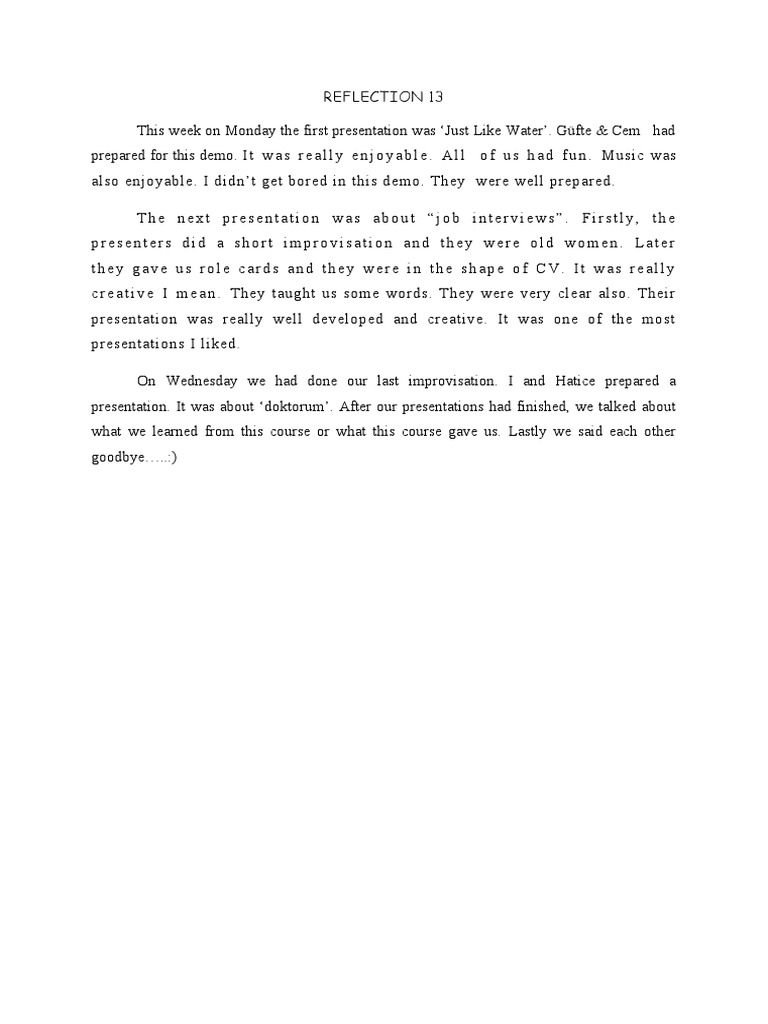 Reflection 13 | PDF | Language Arts & Discipline