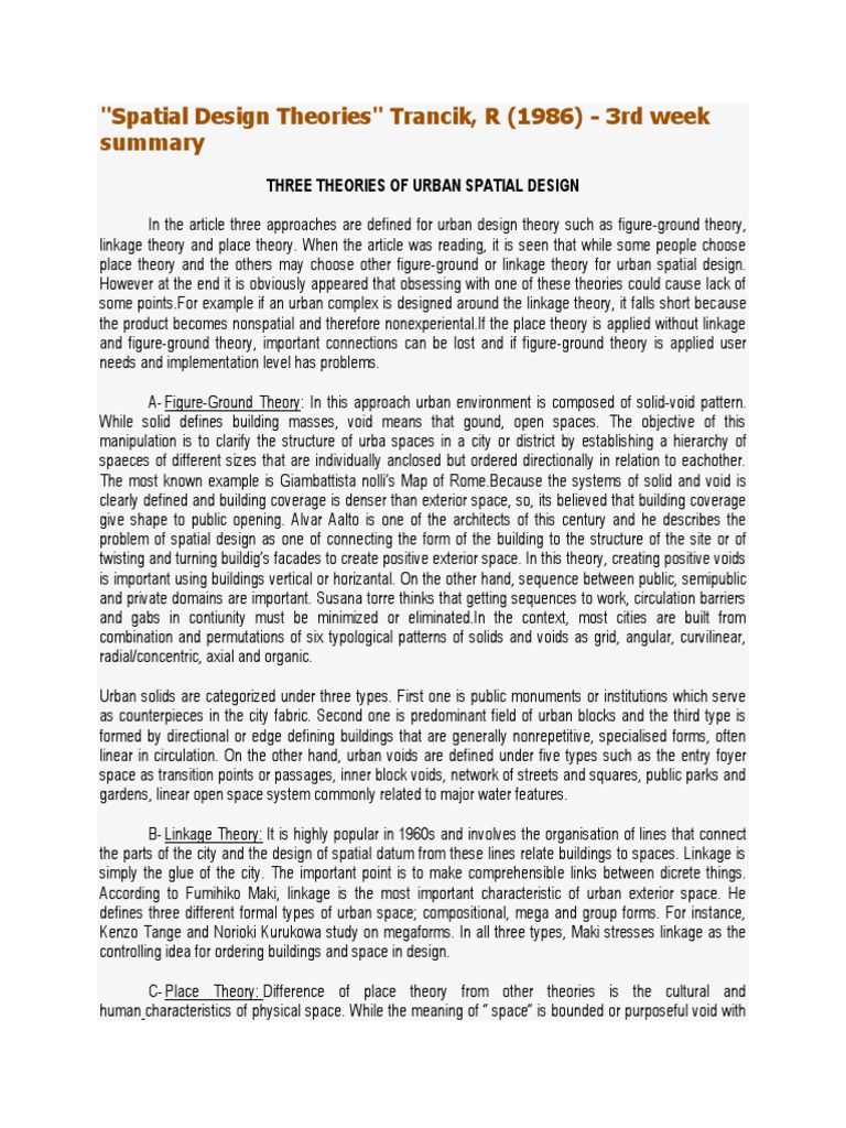 Spatial Design Theories-Roger Trancik | PDF | Space | Cognitive Science