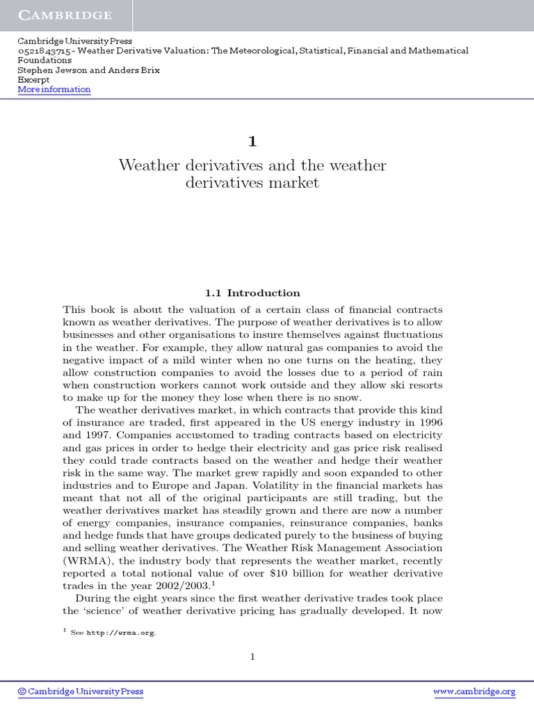 Weather Derivatives and The Weather Derivatives Market | PDF ...