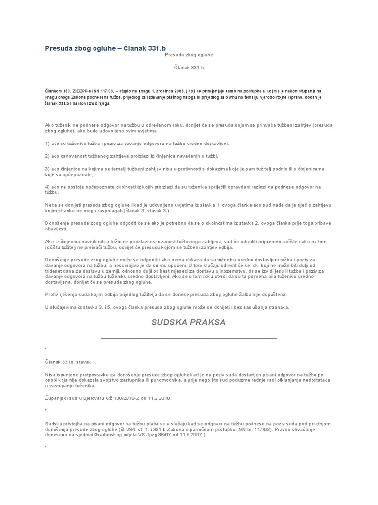 Presuda Zbog Ogluhe | PDF