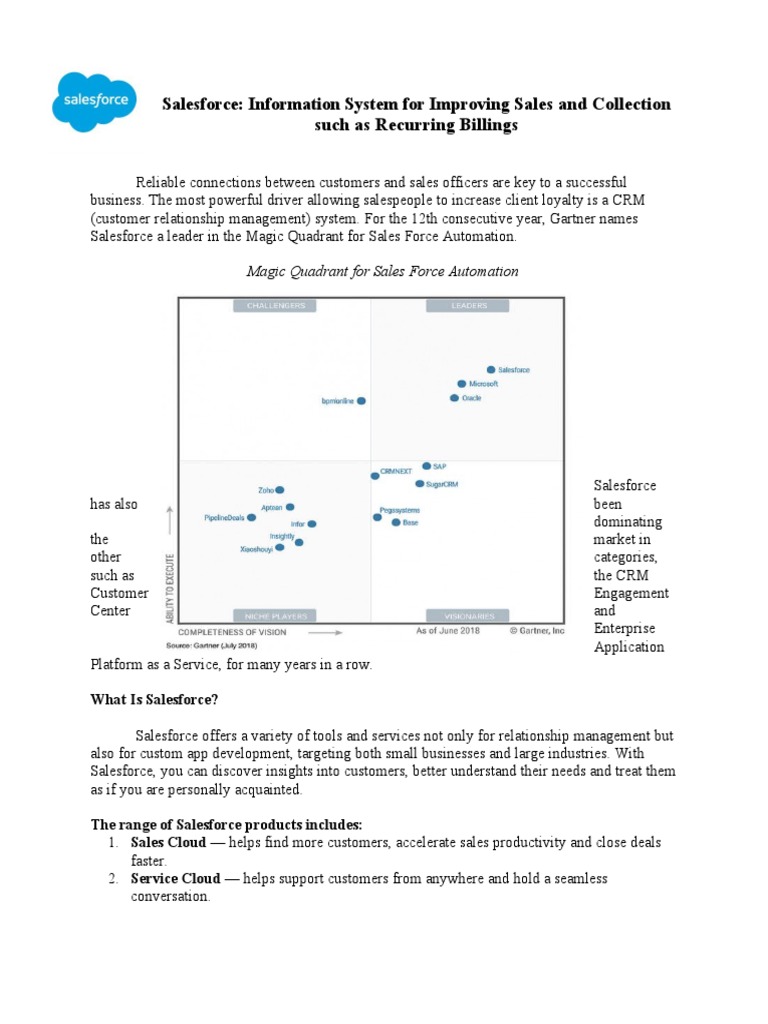 Salesforce: Information System For Improving Sales and Collection Such ...