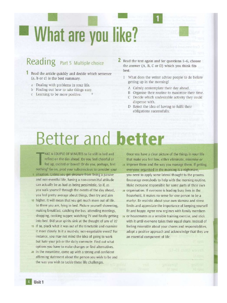 Workbook Unit 1 | PDF