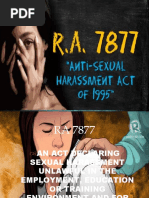 Anti-Sexual Harassment ACT OF 1995: Ra No. 7877 | PDF | Sexual Harassment | Employment