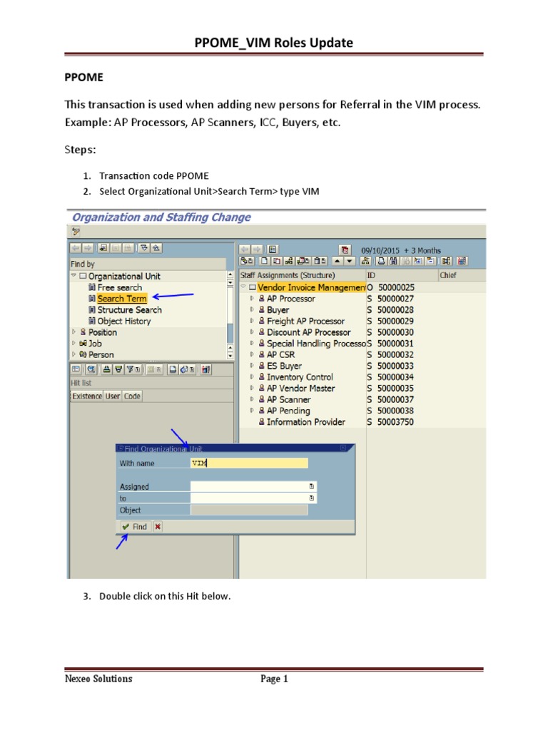 PPOME VIM Roles Update | PDF