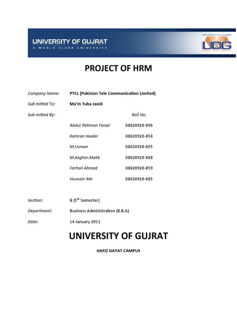 HRM Project Front Page | PDF