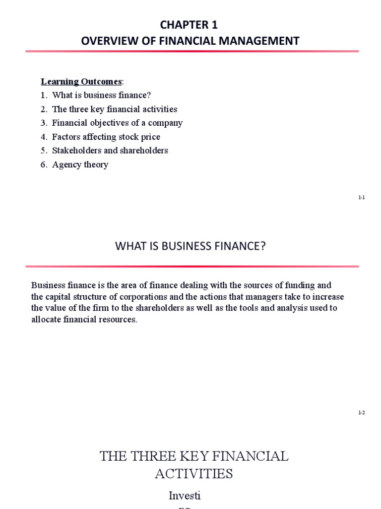 Chapter 01 Overview of Financial Management | PDF | Stakeholder (Corporate) | Investing