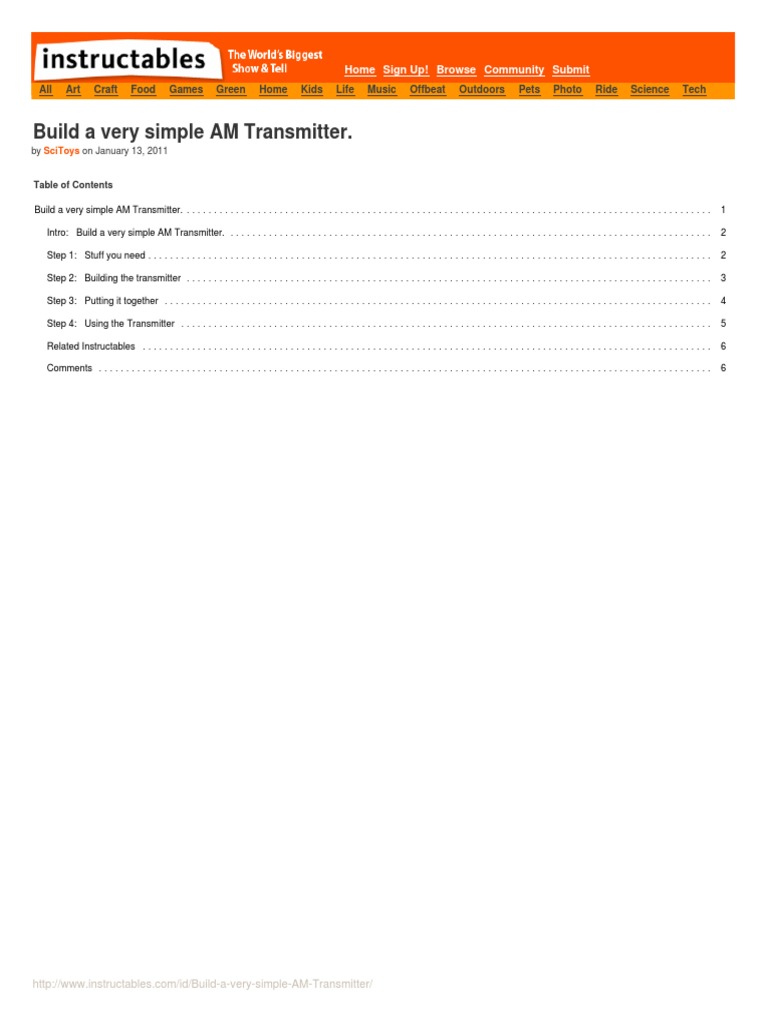 Build A Very Simple AM Transmitter | PDF | Radio | Transmitter