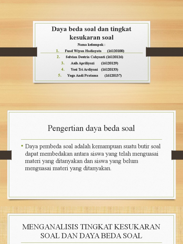 Daya Beda Soal Dan Tingkat Kesukaran Soal | PDF