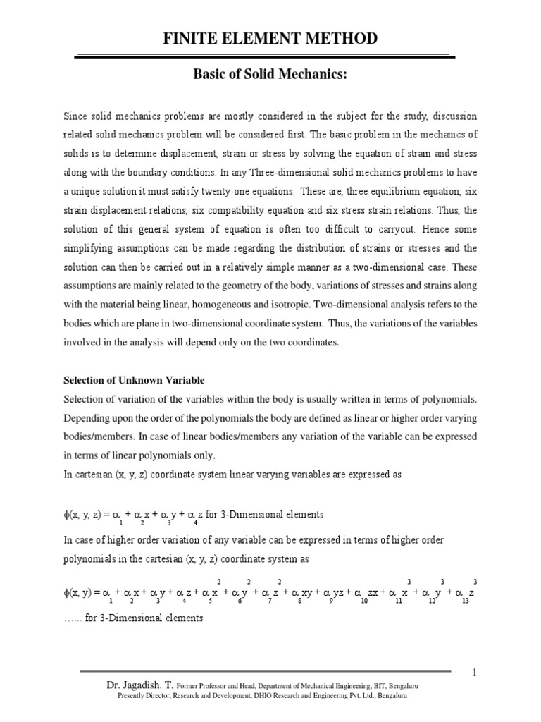 2B FEM - Basic of Solid Mechanics | PDF | Stress (Mechanics ...