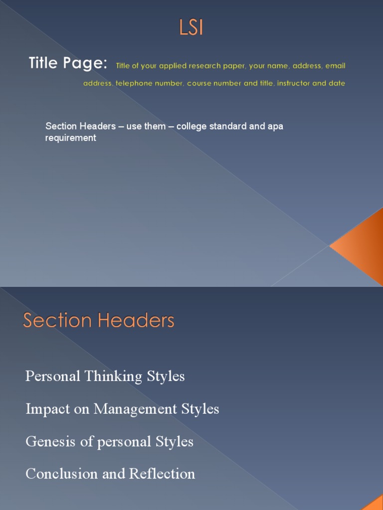 Section Headers - Use Them - College Standard and Apa Requirement | PDF ...