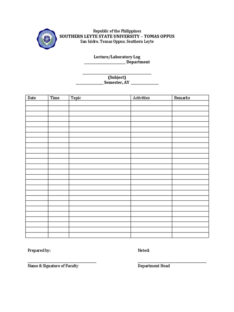 Lecture - Laboratory Log | PDF