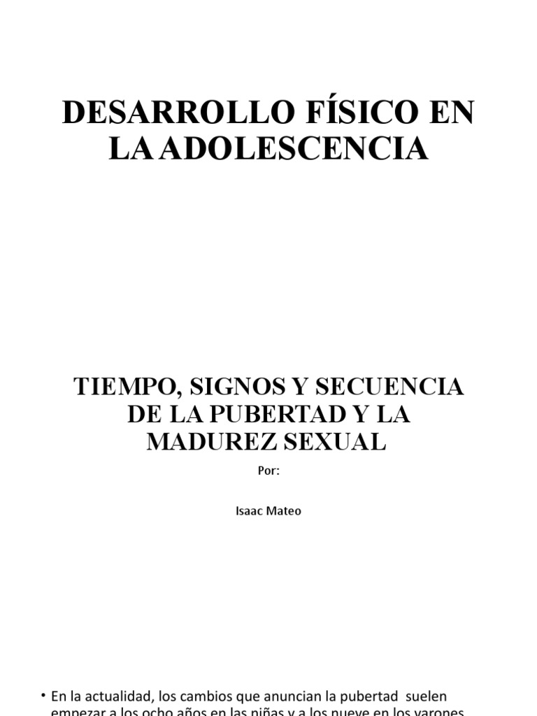 Desarrollo Fisico en La Adolescencia (Isaac) | PDF | Pubertad | Adolescencia