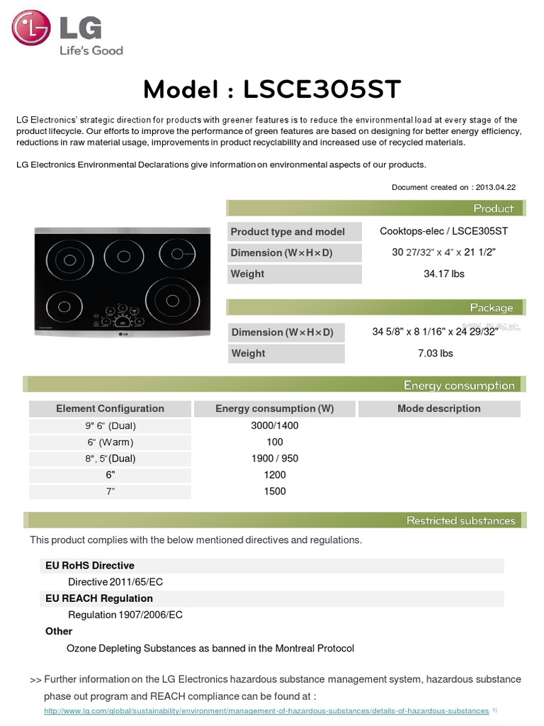 LSCE305ST Environmental Declaration | PDF | Electronic Waste | Recycling