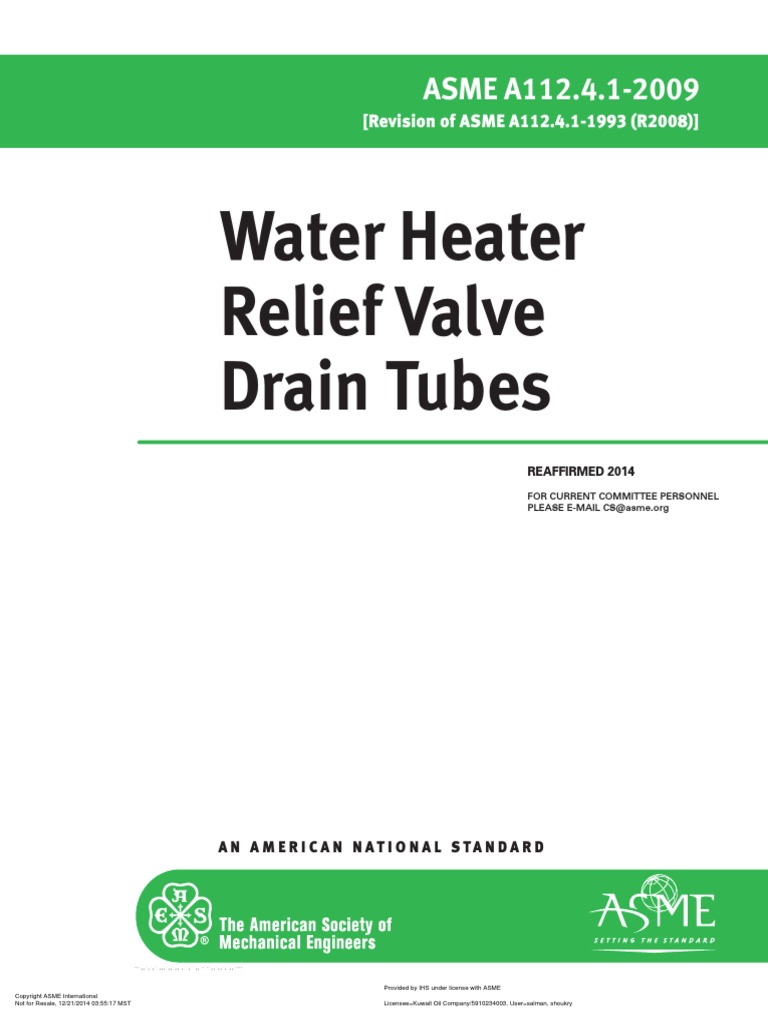 Asme A112.4.1 | PDF | Water Heating | Pipe (Fluid Conveyance)