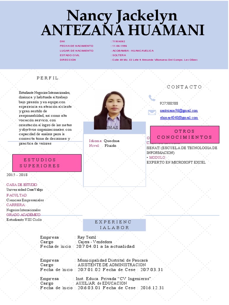 CV ACTUALIZADO Nancy | PDF | Business | Science