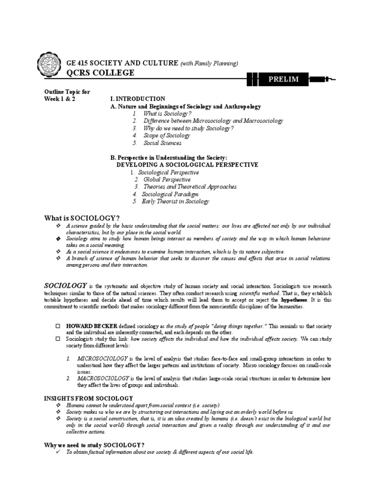 Understanding Society Through the Sociological Perspective: An ...